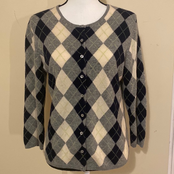 J. Crew | Sweaters | Jcrew Cashmere Argyle Sweater Tag L But Fits More ...